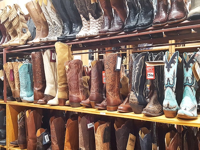 Boot heaven for Texans and wannabes alike. Each pair holds the ghost of two-steps danced and trails ridden—just waiting for new adventures.