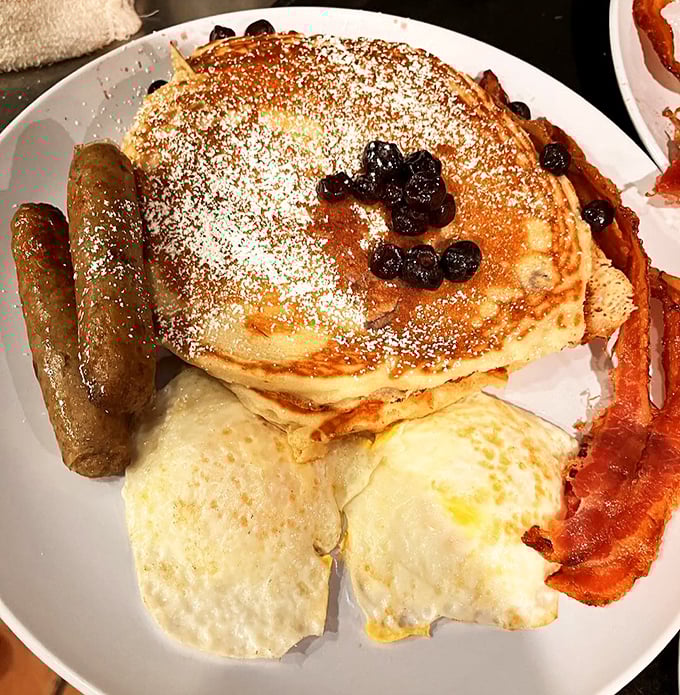 A breakfast plate so perfectly composed, it looks like Sunday morning painted itself onto porcelain canvas.