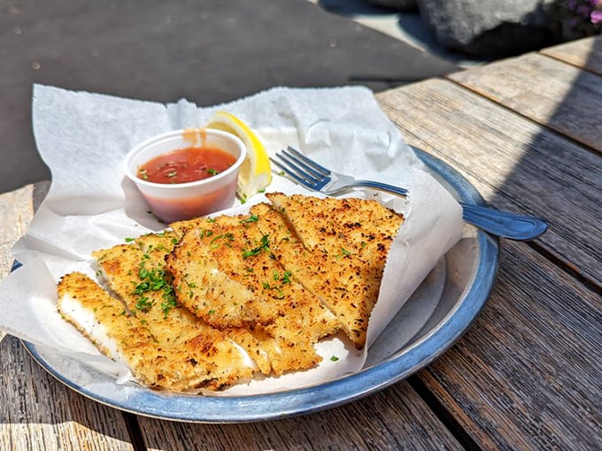 Golden-crisp panko calamari steak that shatters the "rubber band" reputation of squid everywhere—this is how calamari was meant to be experienced.