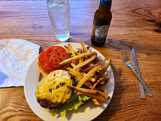 A cheeseburger that doesn't need Instagram filters—just honest-to-goodness beef, melty cheese, and hand-cut fries that demand respect.