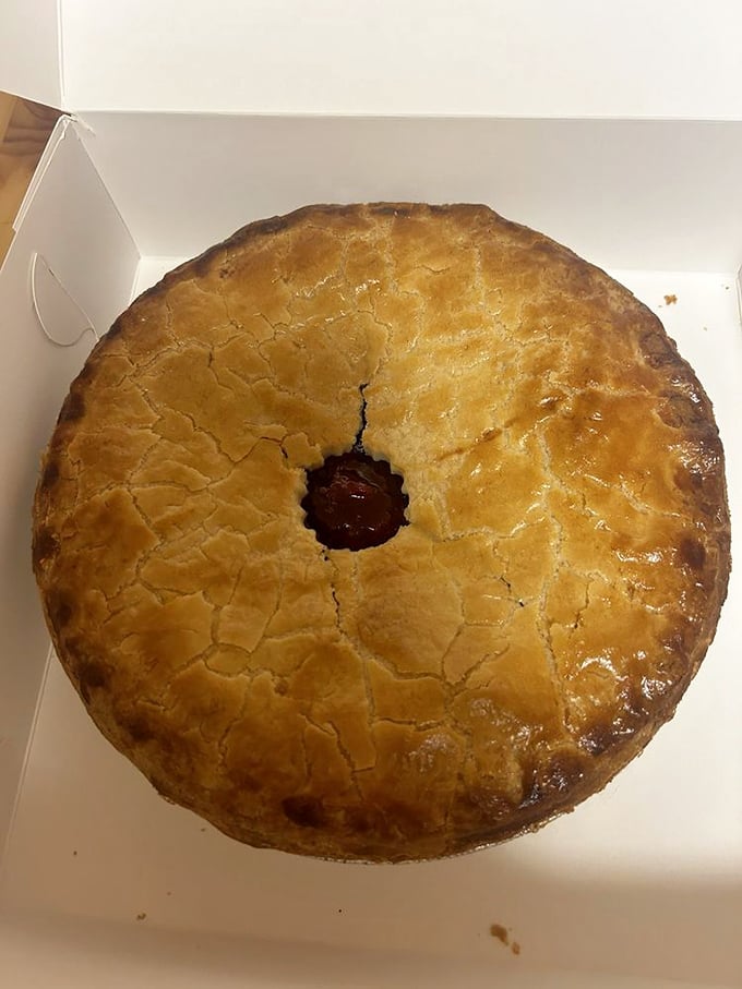 Beneath this golden, flaky dome lies a universe of fruit filling that would make even Paul Hollywood nod in approval.