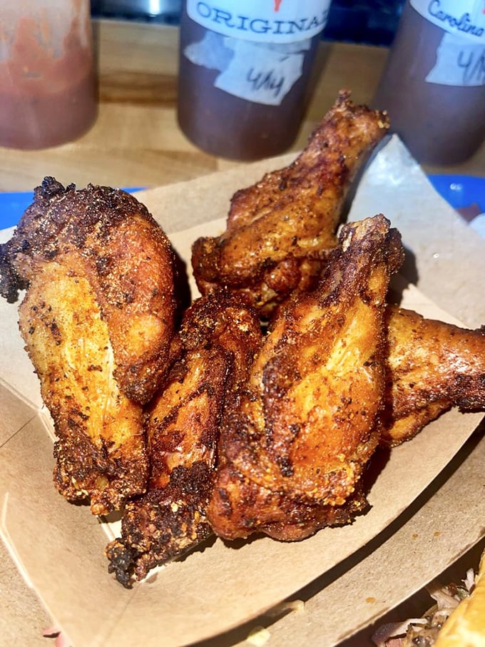 These wings aren't just smoked, they're having an out-of-body experience. The spice rub alone deserves its own fan club.