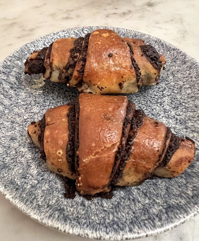 Chocolate rugelach that would make your grandmother weep with joy – flaky, rich, and absolutely worth the powdered sugar on your shirt.