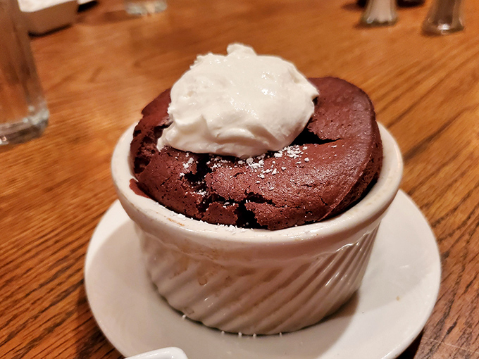 This chocolate soufflé doesn't just rise to the occasion—it transcends it. A warm, gooey center that's basically dessert nirvana.