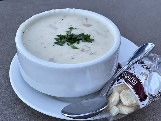 Clam chowder so creamy and satisfying, you'll want to write poetry about it—or at least take a selfie before diving in.
