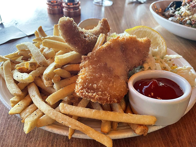 Golden-fried fish and chips – proof that sometimes the simplest pleasures are the most satisfying. That crunch speaks volumes.