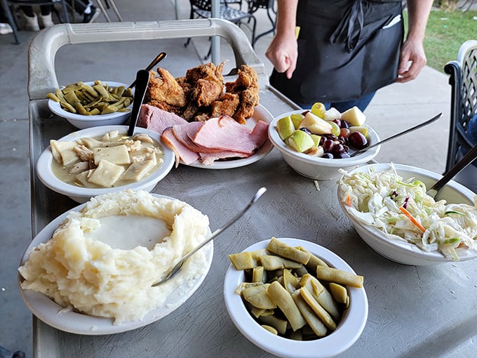A feast fit for royalty—if royalty wore overalls and appreciated the simple perfection of country ham and fried chicken.