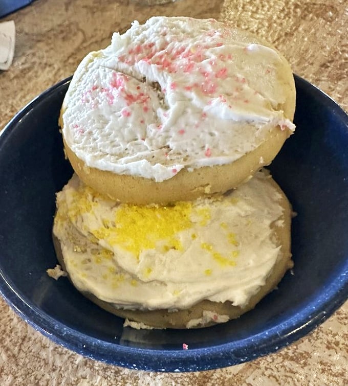 These cookies don’t mess around—soft, sweet, and unapologetically generous with the frosting.