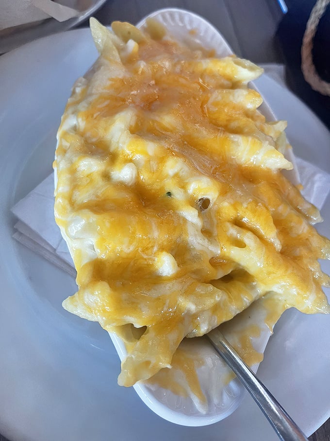 The Crabbie Mac isn't just comfort food – it's a warm, cheese-blanketed hug that somehow captures the essence of the Chesapeake in every forkful.