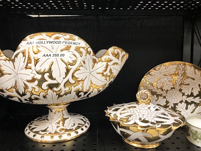 Delicate porcelain with gold accents that would make Downton Abbey's dining room jealous. These aren't just dishes—they're conversation pieces with pedigrees.