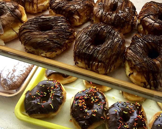 Chocolate-drizzled donuts with their artful zigzag patterns remind us that sometimes the simplest pleasures are the most satisfying.