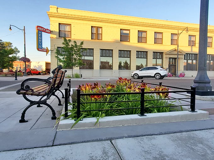 The Drift Inn's classic façade and outdoor seating create that perfect spot where morning sunshine, fresh air, and breakfast combine for an ideal start to any day.