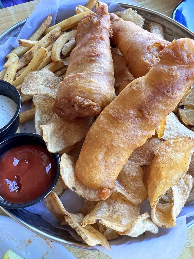 Fish and chips that crackle with each bite – the kind that make you want to speak with a British accent for the rest of your meal.