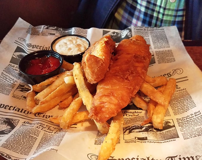 Fish and chips served on newspaper – a delicious reminder of when we got our news from something other than doomscrolling on our phones.