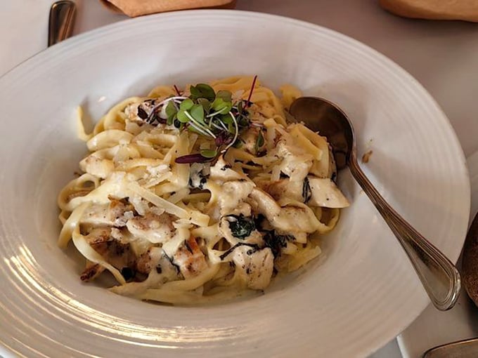 Pasta that doesn't need a passport to transport you to Italy – creamy, loaded with seafood, and guaranteed to induce food envy across the table.