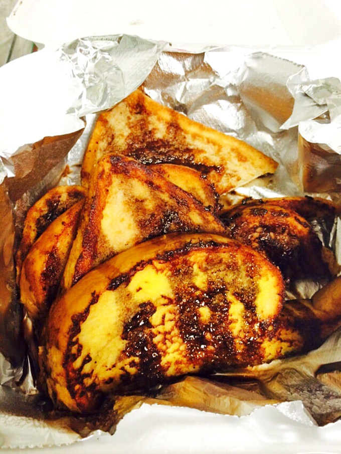 Cinnamon French toast that doesn't need a filter—caramelized to perfection and wrapped in foil like the precious breakfast gift it is.