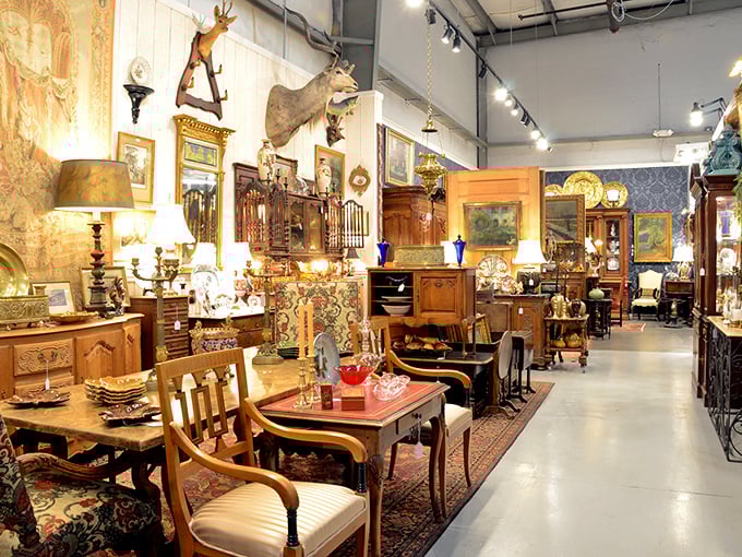 Elegant antique furniture arranged like a period film set – just add candlelight and you're in a Jane Austen novel.