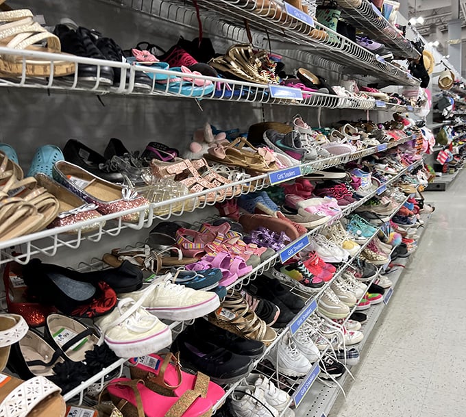 Cinderella didn't have this many options. The children's shoe section offers everything from barely-worn sneakers to those special occasion shoes worn exactly once.