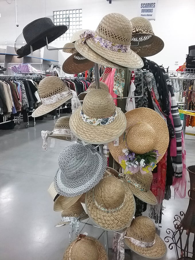 Hat heaven! From beach-ready straw numbers to fancy occasion toppers, this display has Florida's intense sunshine covered in style.