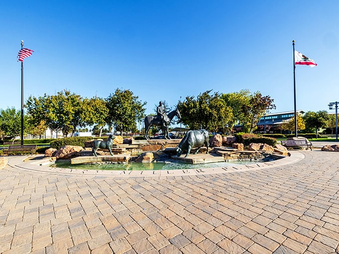 The Henry Miller Plaza's bronze cattle sculptures pay homage to the region's ranching roots—proof that public art doesn't require ocean views to inspire.