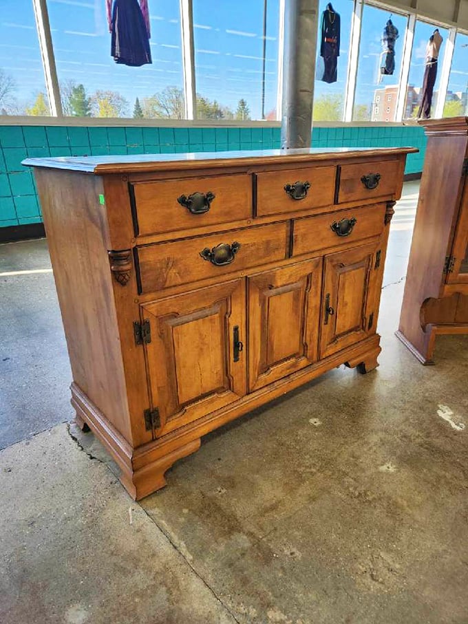 Not just a dresser—a time machine. This solid wood beauty with dovetail joints laughs at today's assembly-required furniture.