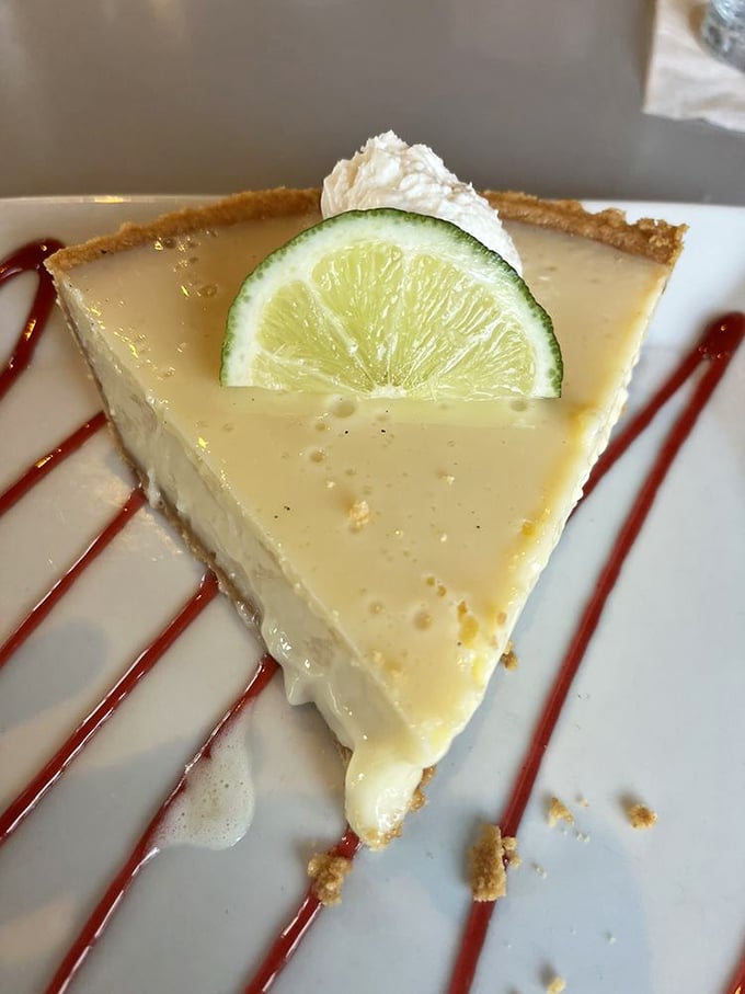 Key lime pie that hits that perfect sweet-tart balance—like finding the last parking spot in downtown Charleston on a Saturday night.