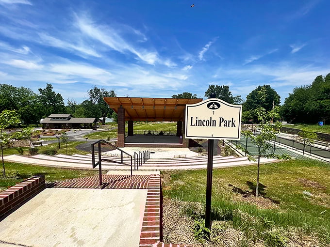 Lincoln Park's amphitheater waits patiently for its next performance, like a stage actor between scenes, framed by Tennessee's brilliant blue skies.