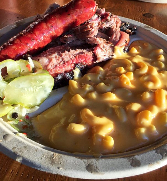 When ribs, mac and cheese, and pickles share a plate, it's not just lunch – it's a committee meeting where everyone actually agrees on something.