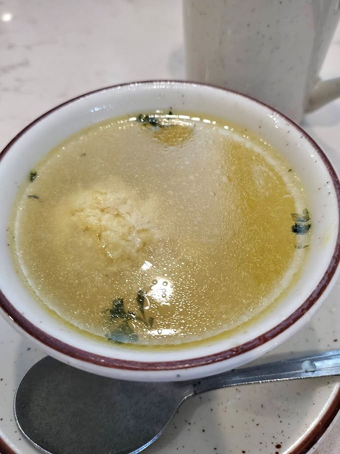 Clear broth, tender matzo ball, subtle herbs—this soup doesn't just warm the body, it soothes the soul. Jewish penicillin at its Pennsylvania finest.