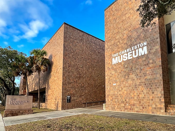 The Charleston Museum's modern brick exterior belies the centuries of history housed within – like finding an ancient scroll inside your Amazon package.