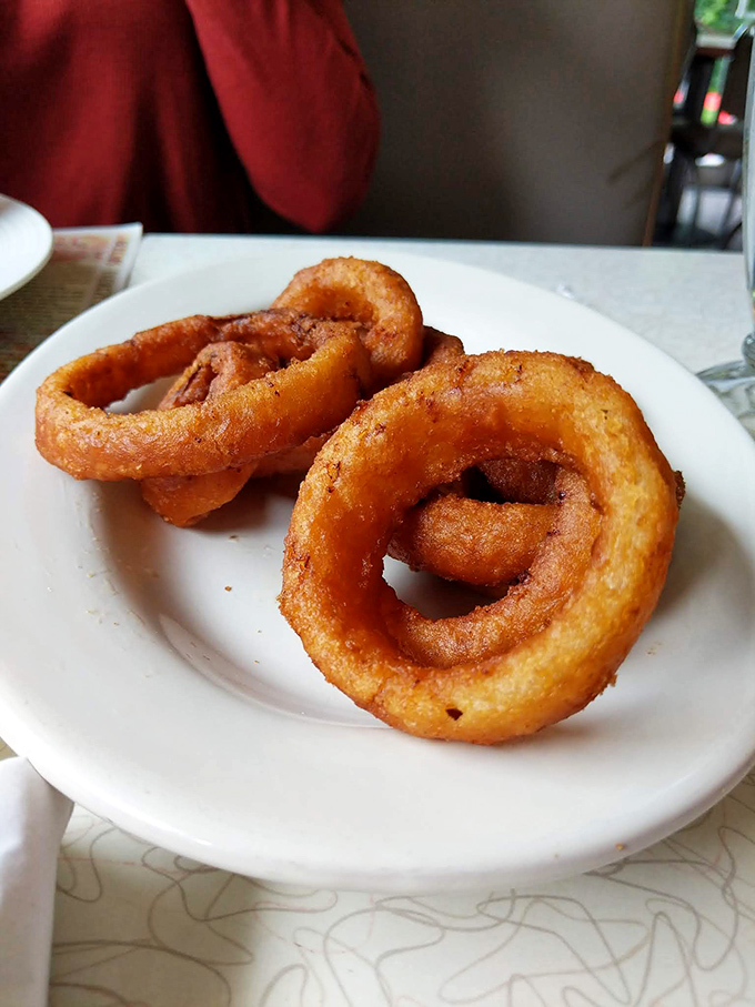 Onion rings with the perfect crunch-to-tenderness ratio – the kind that make you wonder why you'd ever settle for fries again.
