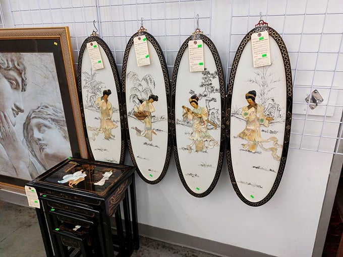 Wall art that transports you to another era. These oval panels tell stories of distant lands while adding character to any room.