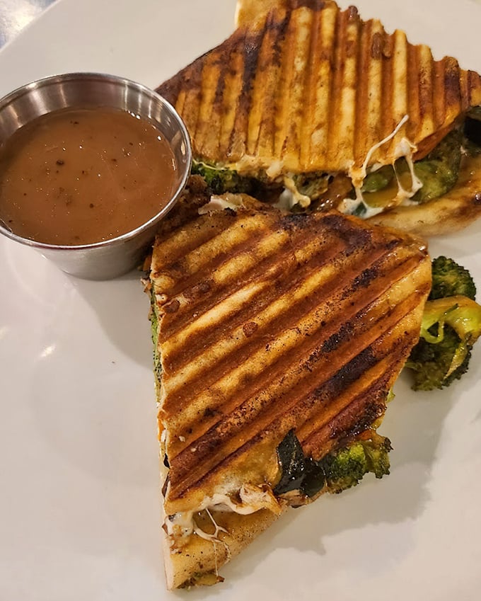 This panini isn't just grilled—it's been given the full spa treatment, complete with perfect grill marks and a melty cheese massage.