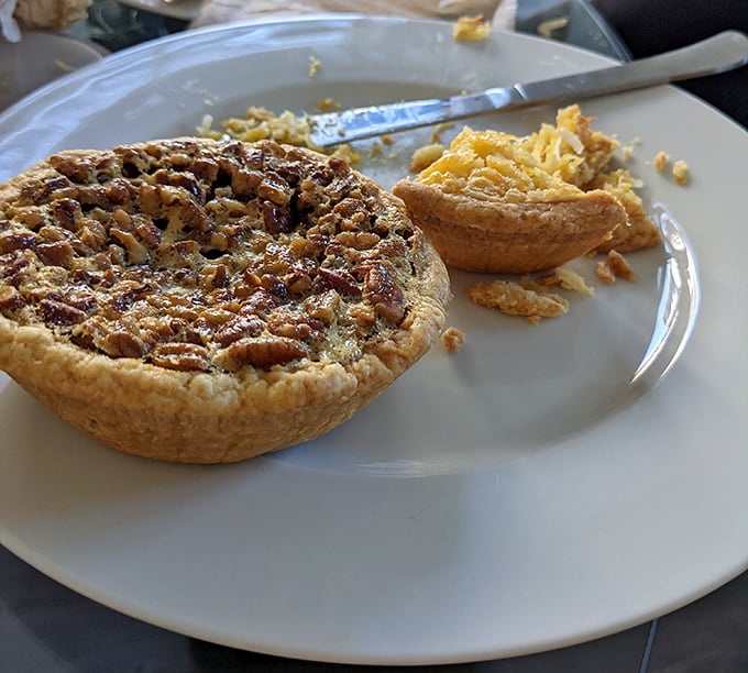 This pecan pie isn't just dessert—it's the final act in a barbecue symphony, with nuts conducting a perfect sweet-savory finale.
