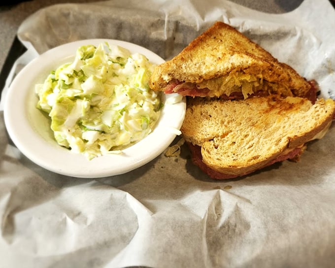 A sandwich and coleslaw that reminds you why simple food, done right, beats fancy cuisine every time. Comfort on a plate, no passport required.