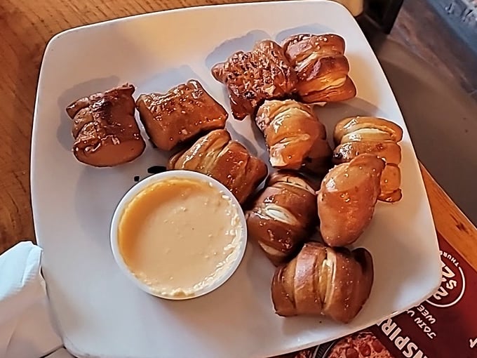 These pretzel bites aren't just appetizers – they're warm, buttery ambassadors from the kingdom of comfort food, complete with diplomatic immunity from your diet.