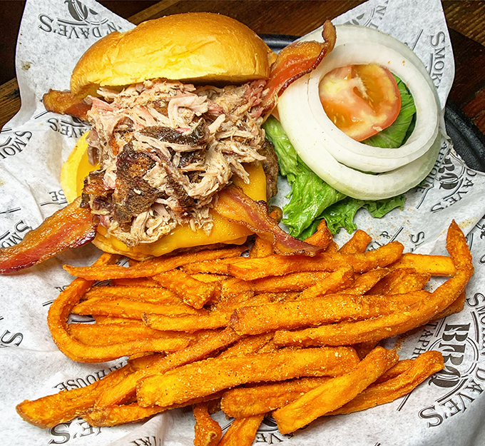 A pulled pork sandwich that doesn't need fancy frills – just honest smoke, tender meat, and the perfect bun to bring it all together.