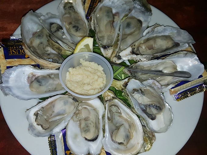 These oysters aren't just served – they're presented like the jewels of the ocean they are. Half shell perfection with a squeeze of lemon.