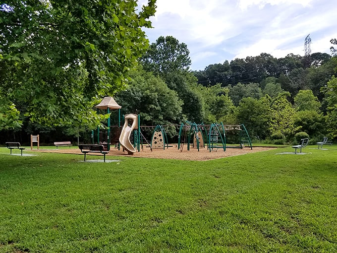 This neighborhood playground represents Charlottesville's family-friendly side – where grandparents bring grandkids for fresh air adventures that cost exactly zero dollars.