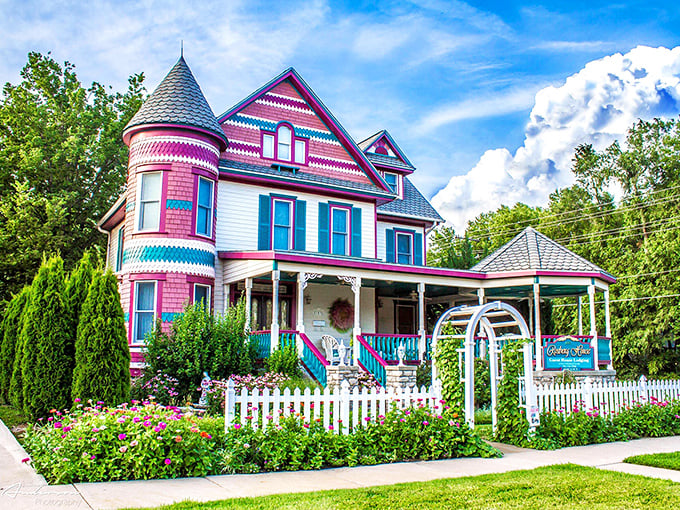 The Rosberg House looks like it was plucked from a Victorian fairy tale and dipped in Swedish candy colors. Pippi Longstocking would approve.