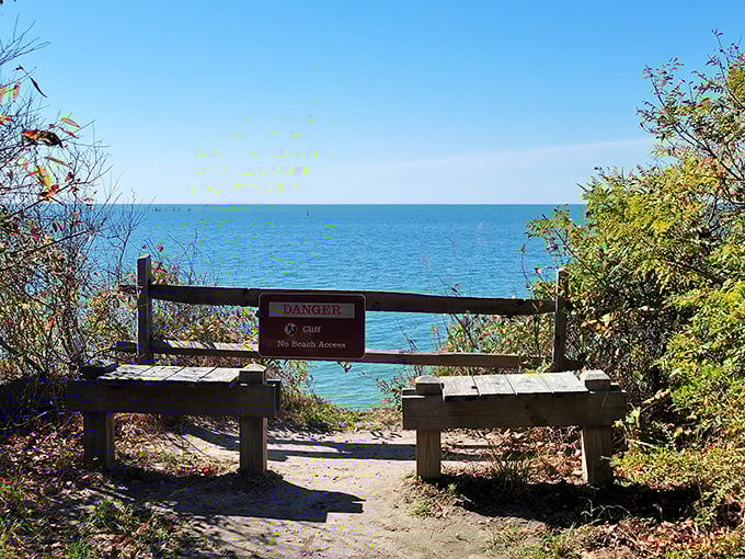 Warning: Breathtaking views ahead! Nature's "Do Not Enter" sign only makes the forbidden glimpse of turquoise waters more tantalizing.
