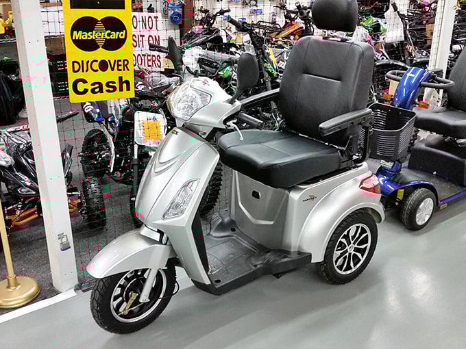 Mobility meets style! These electric chariots offer shoppers a chance to cover more ground—or perhaps the ultimate flea market souvenir for the ambitious buyer.