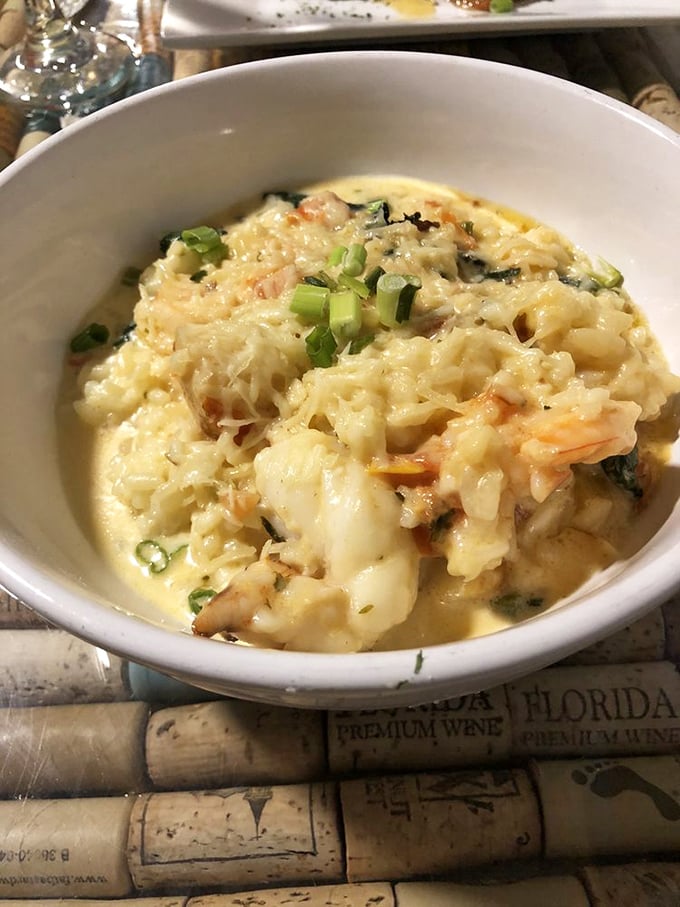 The seafood risotto – a creamy, dreamy ocean of flavors where shrimp and scallops swim in perfect harmony with al dente rice.