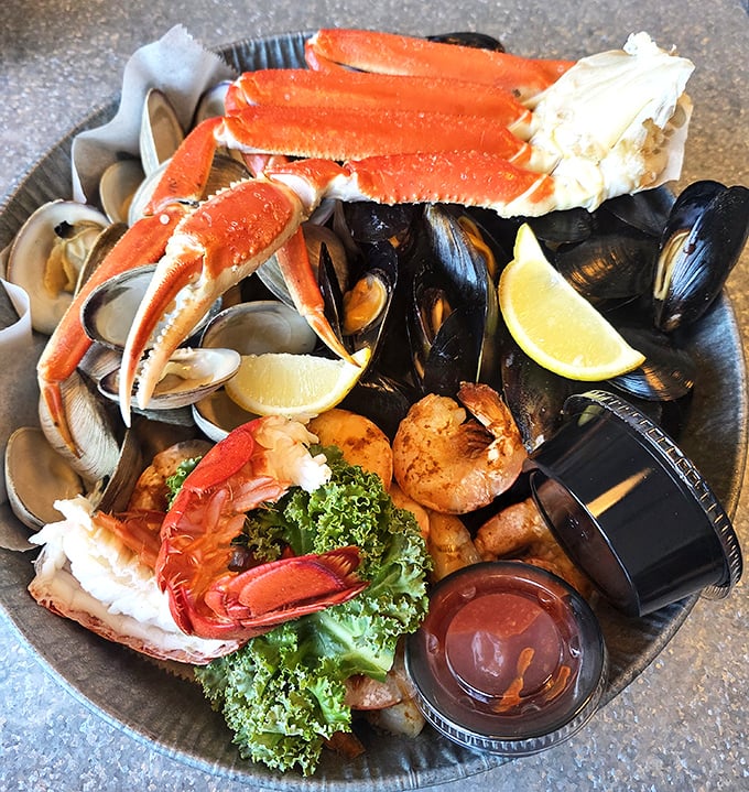 The seafood combo that makes grown adults gasp with delight. Snow crab legs, mussels, shrimp, and more—it's like Neptune himself packed your lunch.