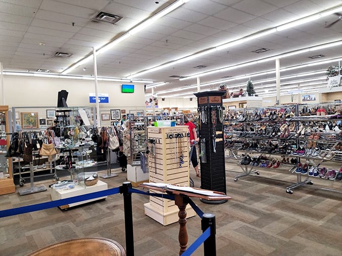 Footwear fantasies come true in the shoe section. From practical sneakers to statement heels, your next favorite pair is hiding somewhere in this organized chaos.