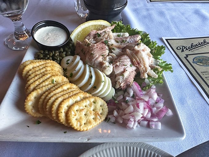 Smoked whitefish spread—the unsung hero of Duluth cuisine. Served with crackers, capers, and red onion, it's Lake Superior's finest catch transformed into appetizer perfection.
