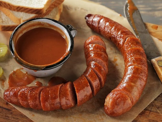 These sausages have the kind of smoke ring that would make competitive pitmasters weep with envy and reach for their phones.