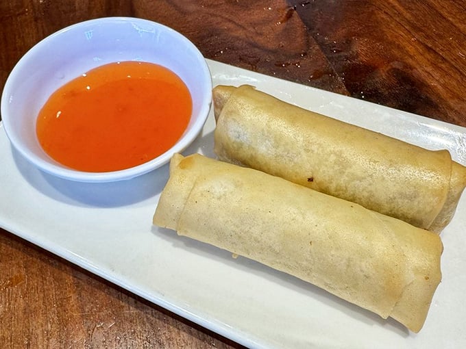 Spring rolls that actually snap when you bite them – a crispy exterior giving way to a flavorful filling that puts frozen appetizers to shame.