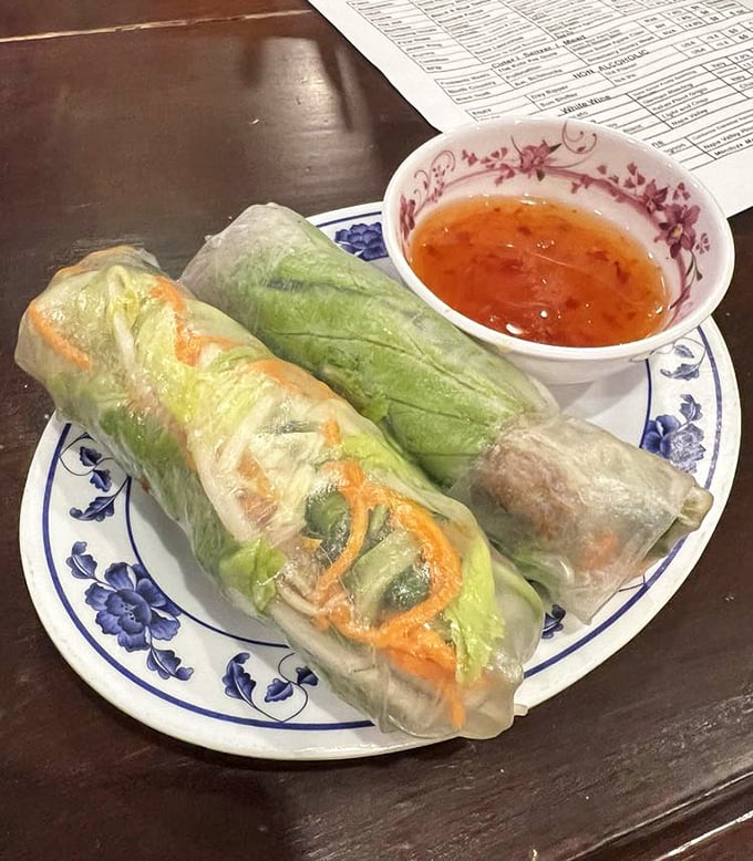 Translucent rice paper reveals the colorful treasures within these spring rolls. Fresh, light, and ready for that sweet-spicy dipping sauce.