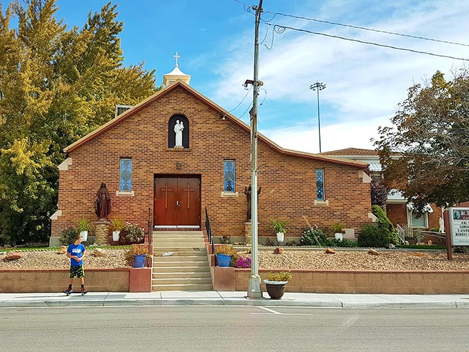 St. Anthony of Padua Catholic Church stands as a brick testament to Helper's diverse heritage. Those stained glass windows have witnessed generations of prayers and celebrations.